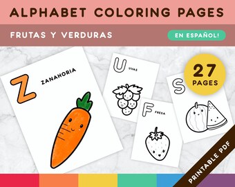 Alphabet Printable Coloring Pages for Kids - Fruits & Veggies *instant ...