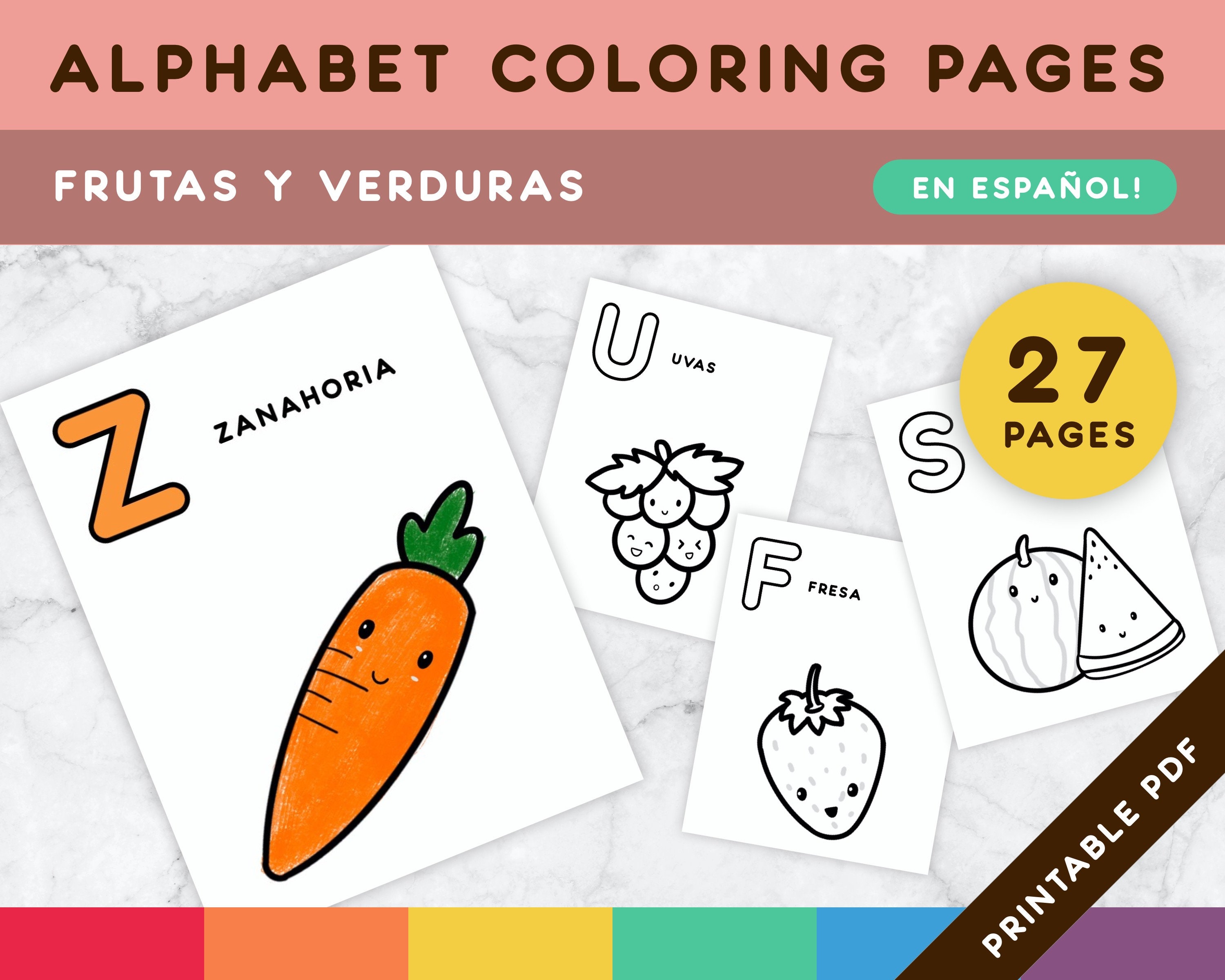SPANISH * Printable Alphabet Coloring Pages / Frutas Y Verduras ...