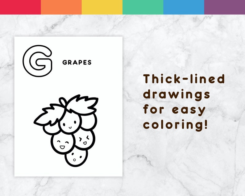 Alphabet Printable Coloring Pages for Kids - Fruits & Veggies *instant ...