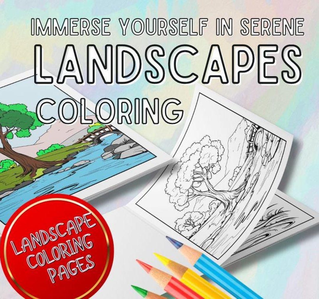Landscape, Trees & Waterfalls Coloring Pages for Adults – Printable ...