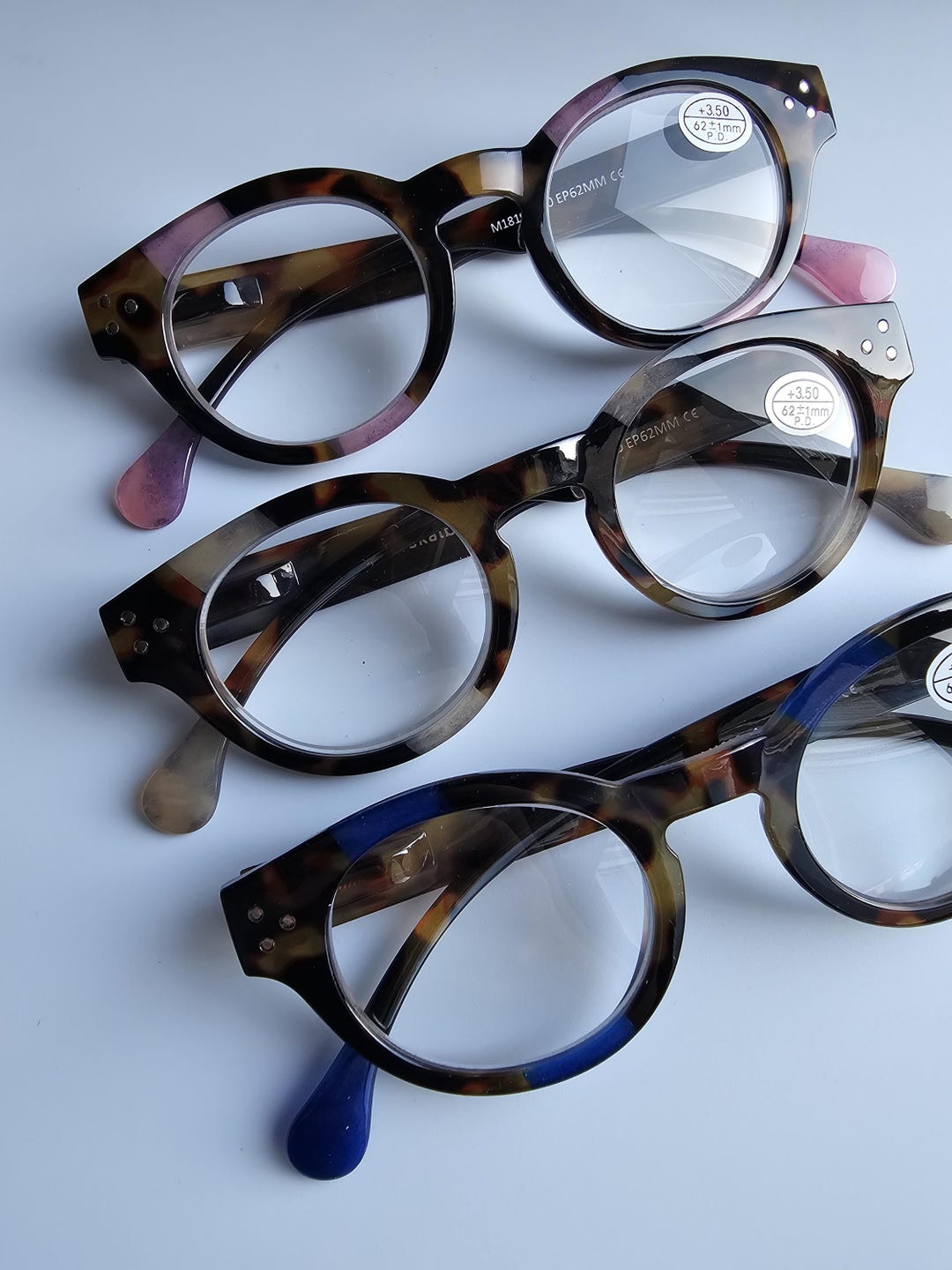 New! Round Robust Reading Glasses Grey/white/brown Tortoise, Very Neat ...