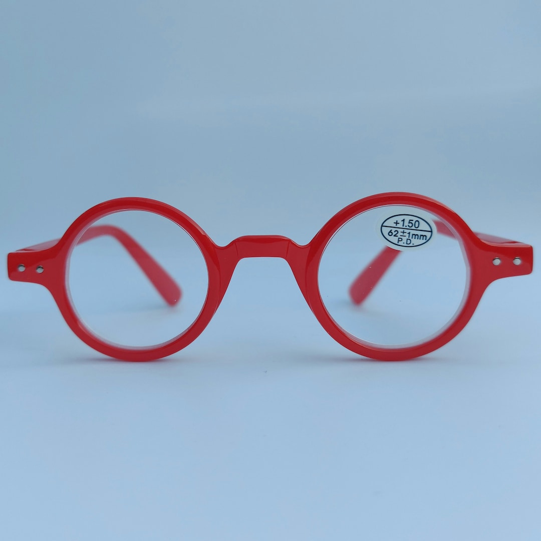 New! Narrow Round Red Reading Glasses, Small Round Reading Glasses, +1 ...