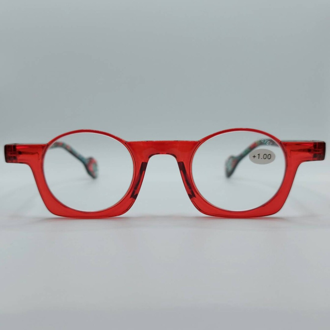 Red Reading Glasses, Green Feathers. Round and Square in 1. Superb ...