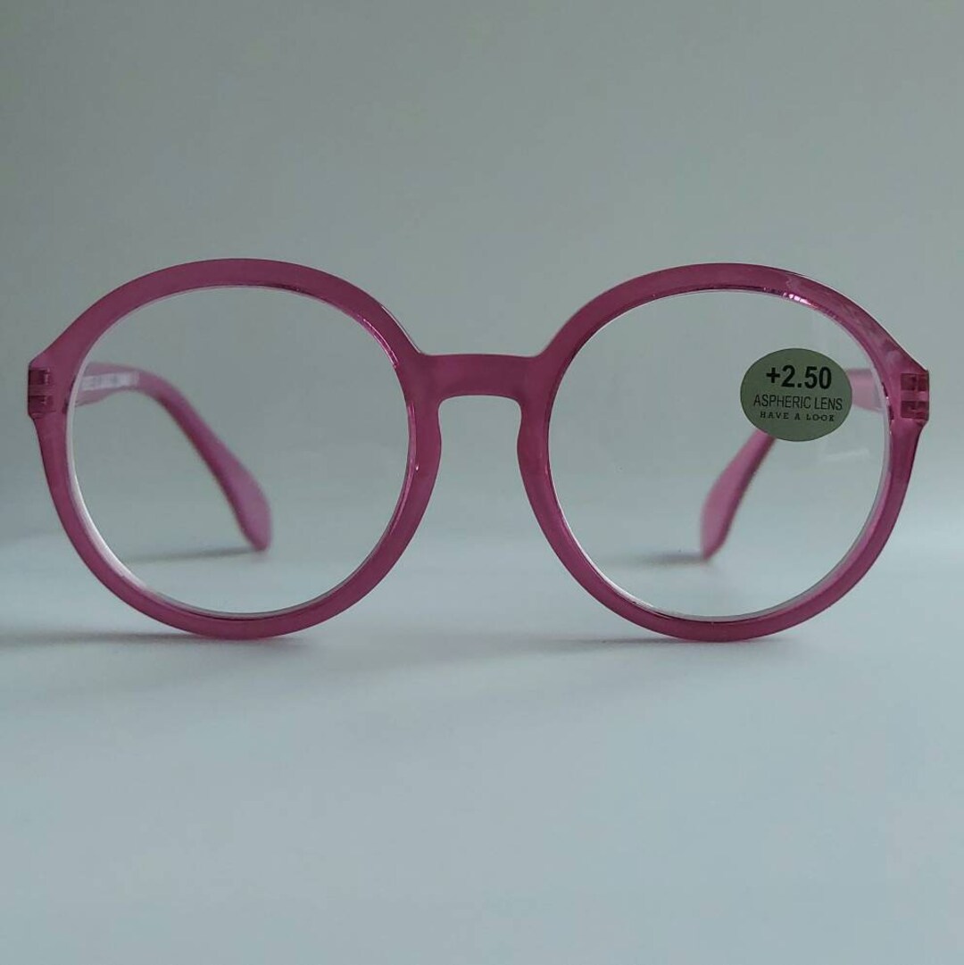 New Large Round Pink Reading Glasses, Pink Round Reading Glasses ...