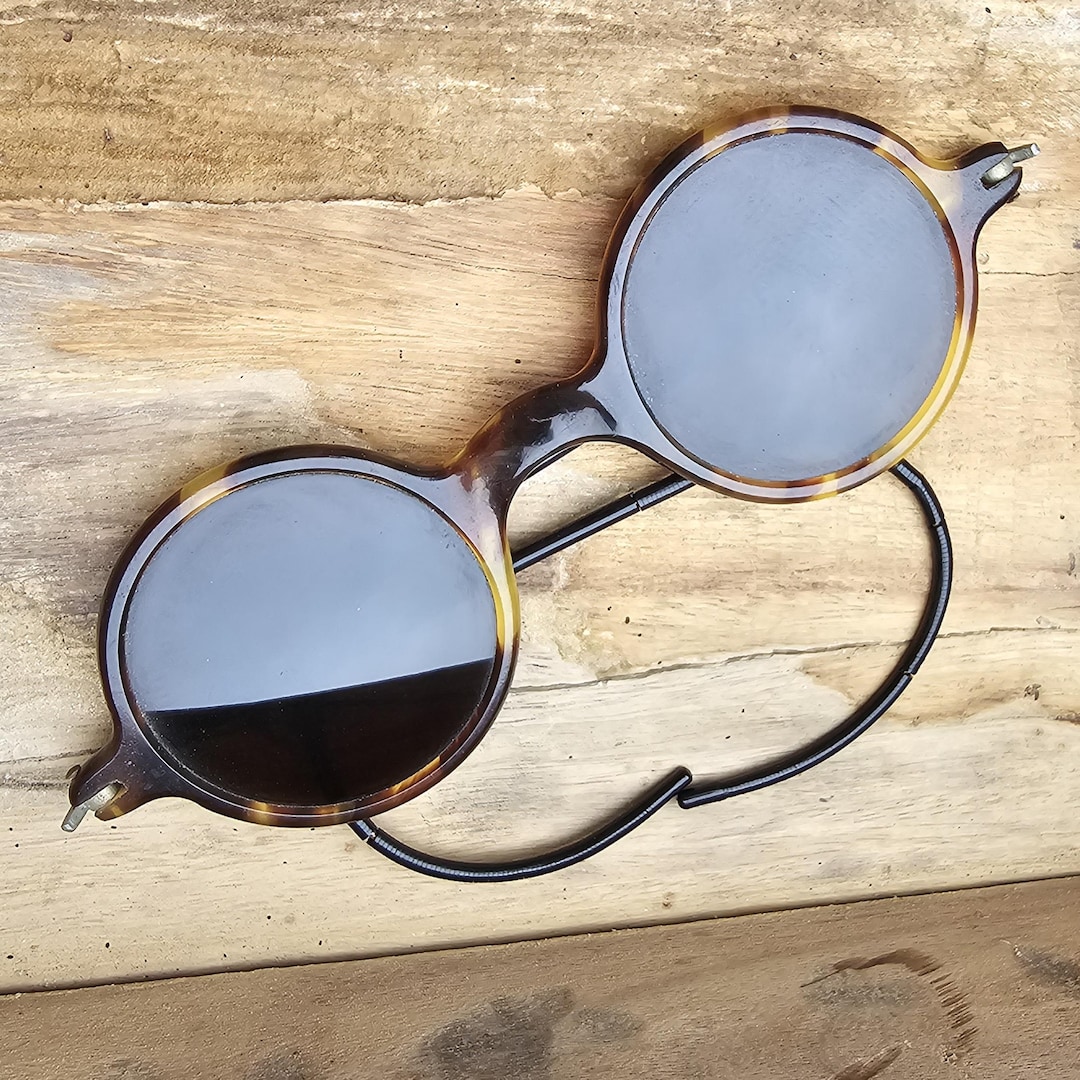 Antique Round Tortoiseshell Brown Sunglasses With Curled Temples ...
