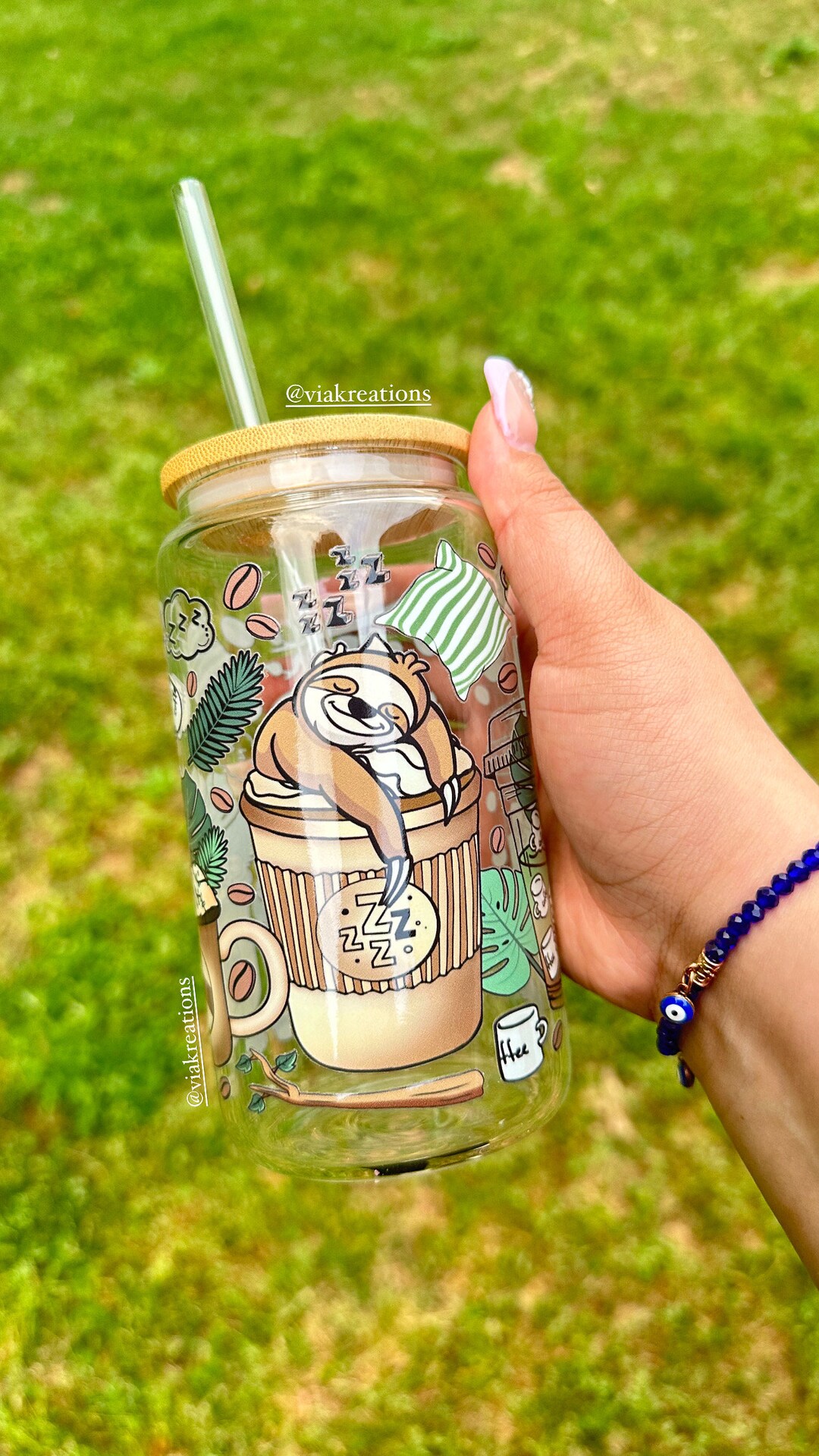 Sleepy Tropical Sloth 16oz Glass Cup - Etsy