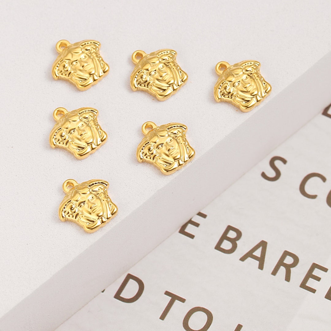 8pcs 18K Gold Plated Medusa Pendant, 12x12mm Greek Medusa Coin Charm ...