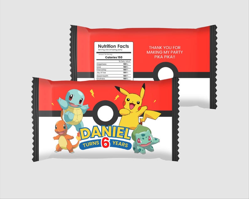 Pokemon Birthday Party Decor Bundle, Canva Templates for Chip Bag ...