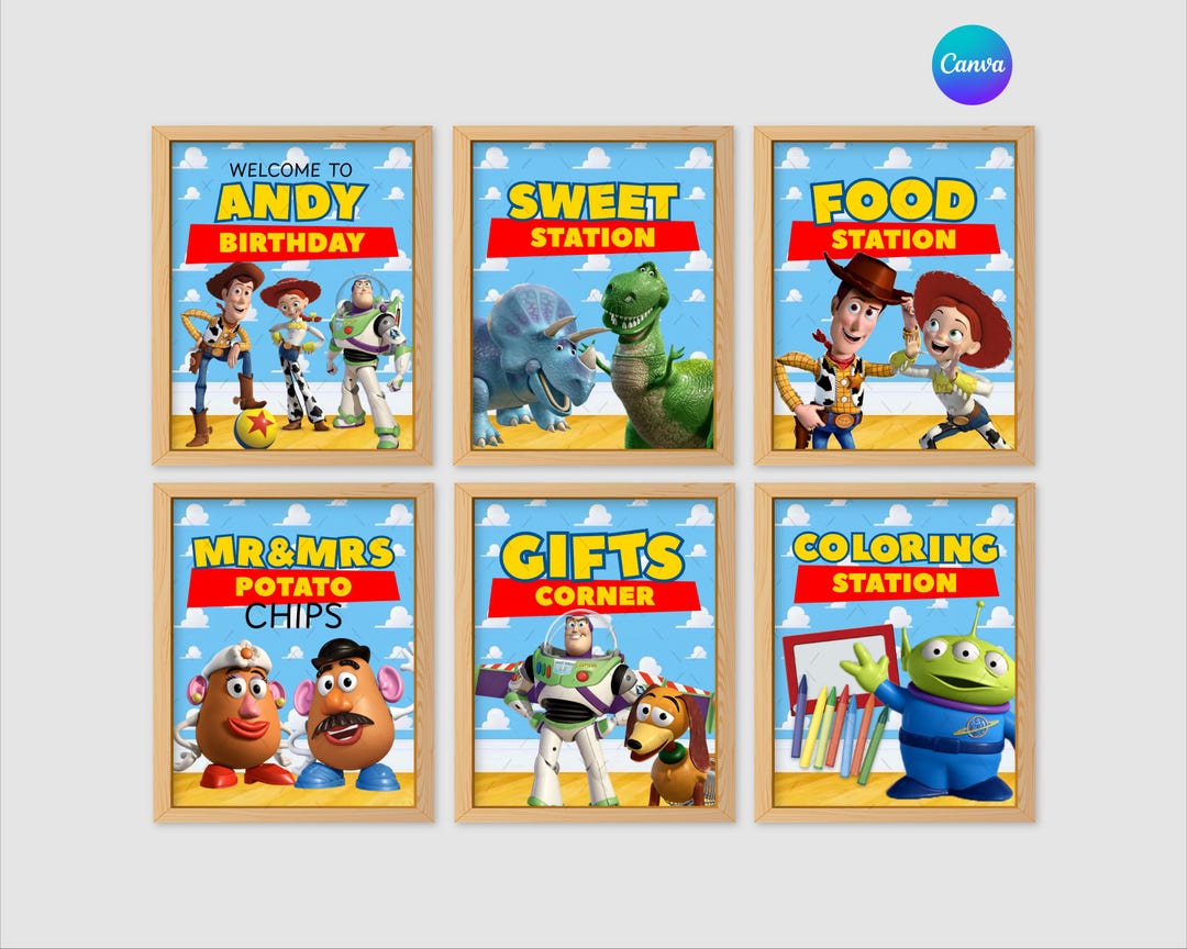 Toy Story Birthday Sign, Canva Template, Editable Party Welcome Sign ...