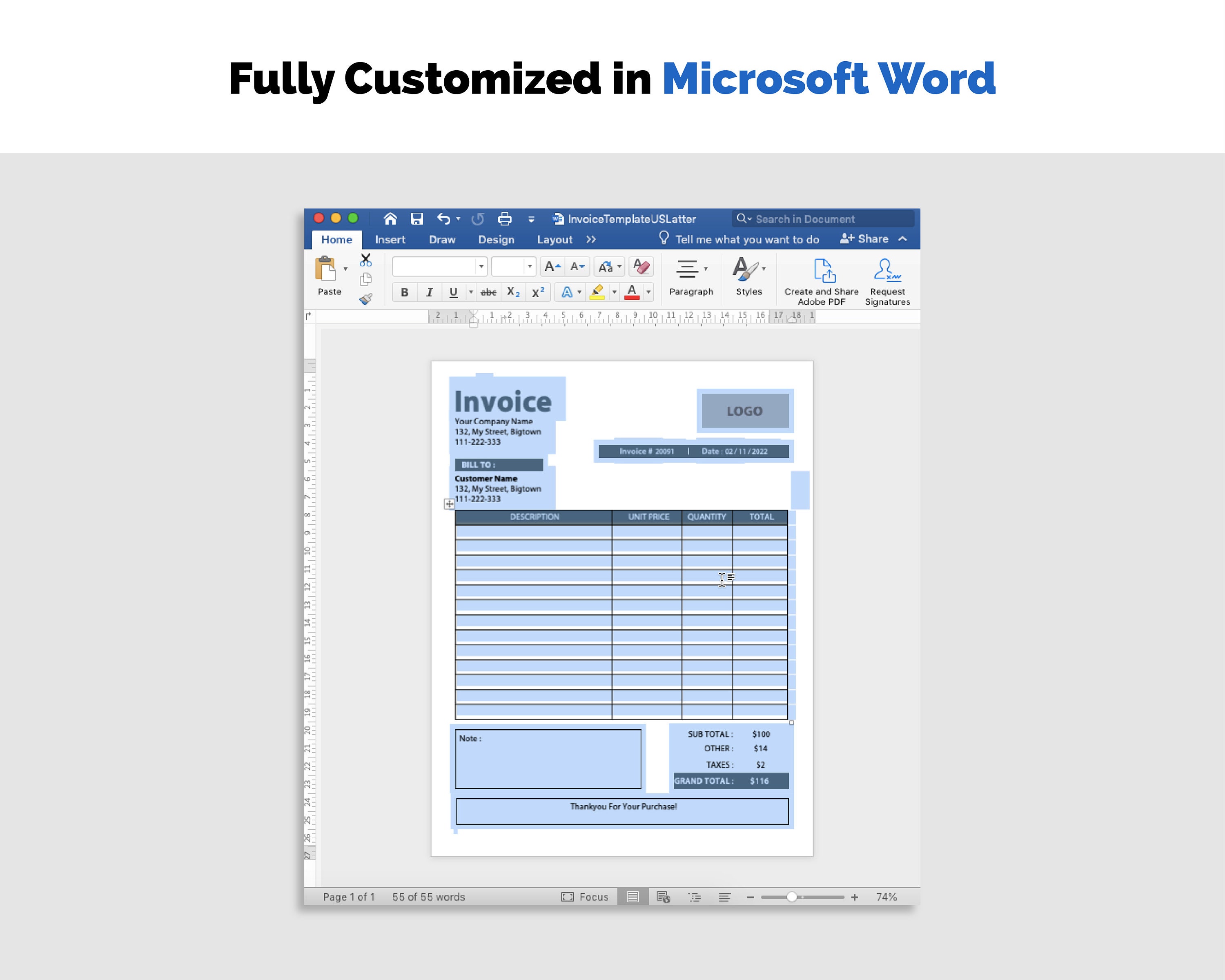Editable Invoice Template, Invoice Word, Invoice Form, Bussines Invoice ...