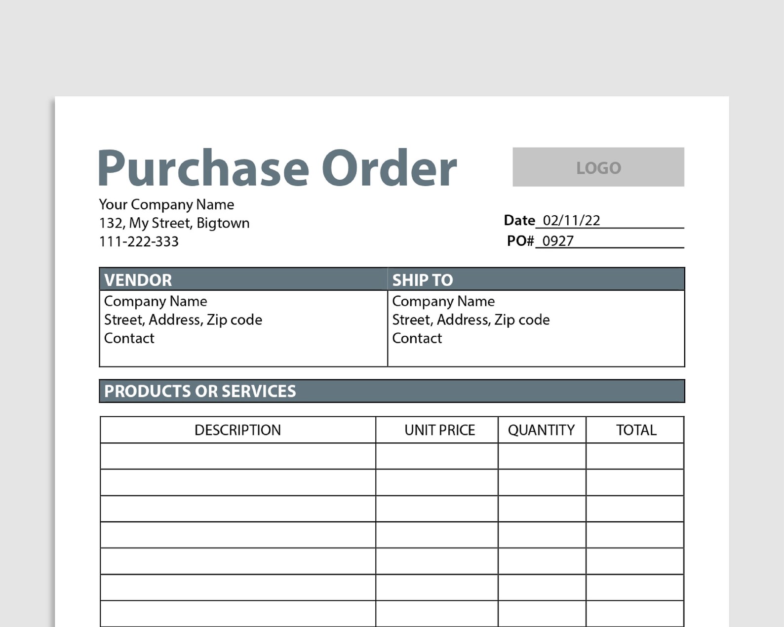 Editable Purchase Order Template, Receipt Template, Order Form ...