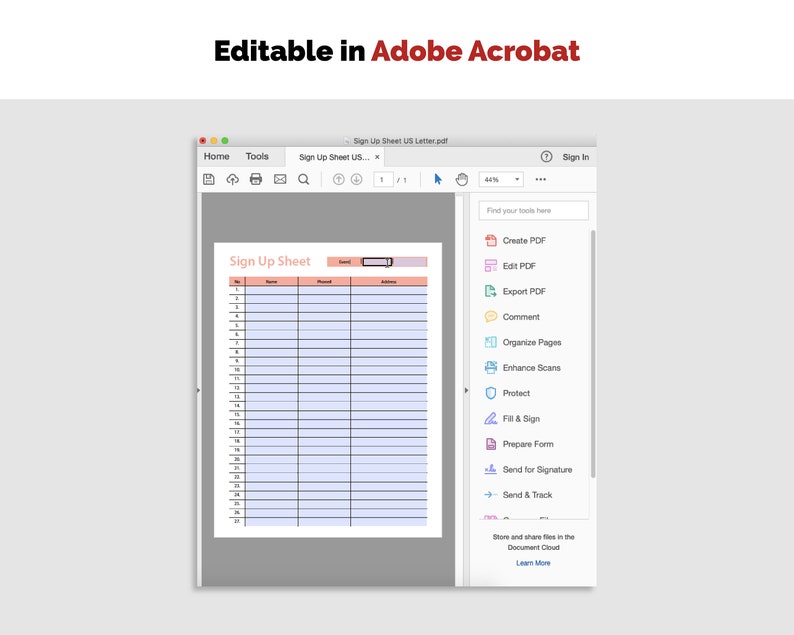 Editable Sign up Sheet, Printable Sign up Sheet, Event Sign up Sheet ...