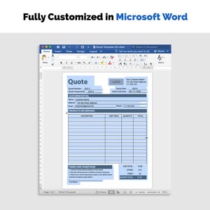 Printable Quote Template, Quote Template, Quote Form, Bussines, Quote Digital Instant Download ...