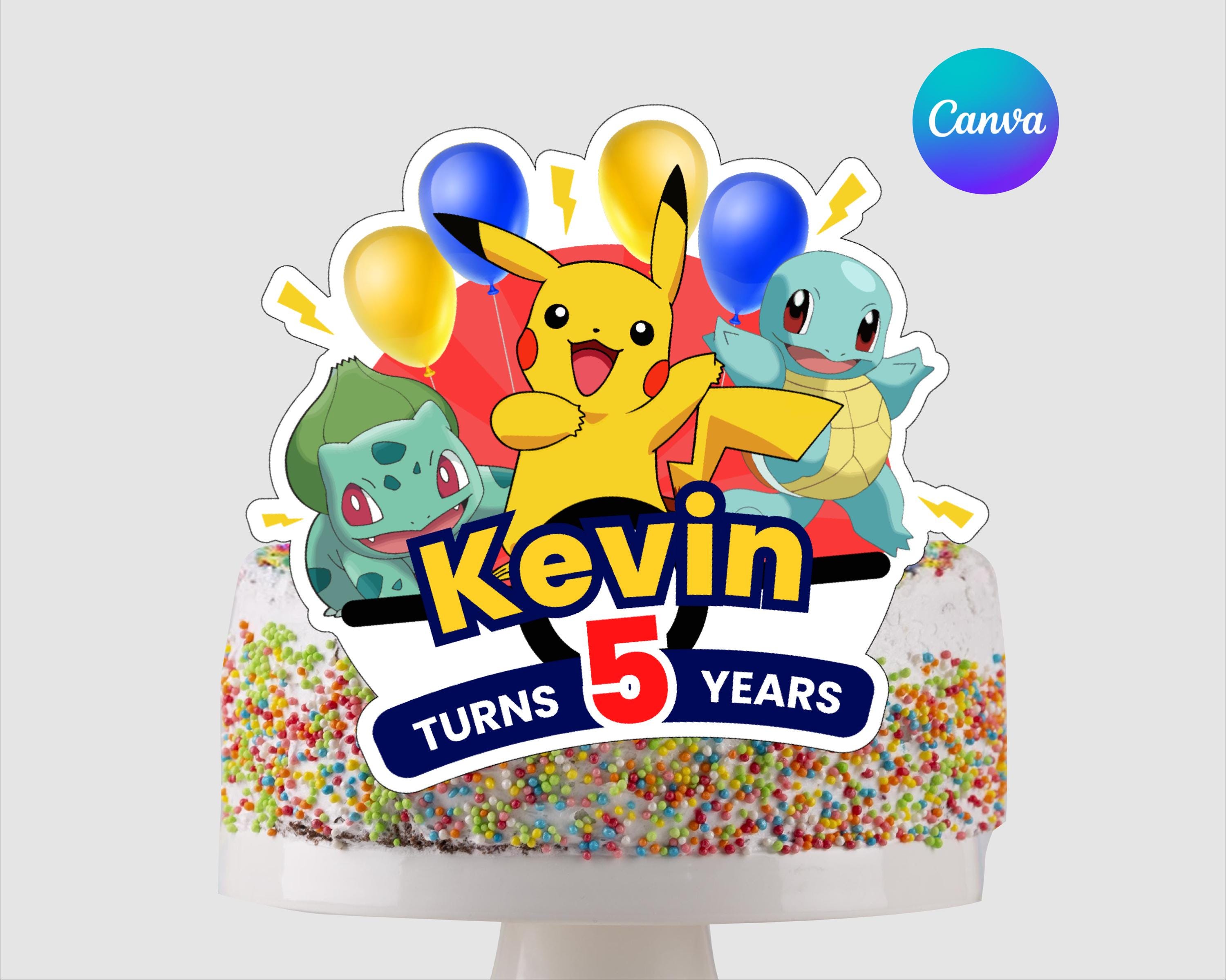 Pokemon Birthday Cake Topper Template, Editable Canva Design for Kids ...