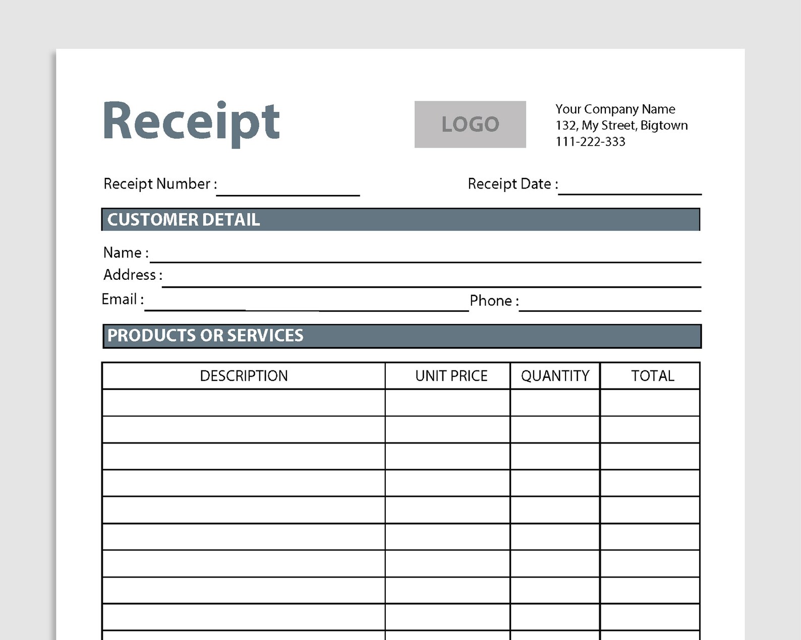 Plantilla de recibo, formulario de recibo, recibo de cliente, recibo ...