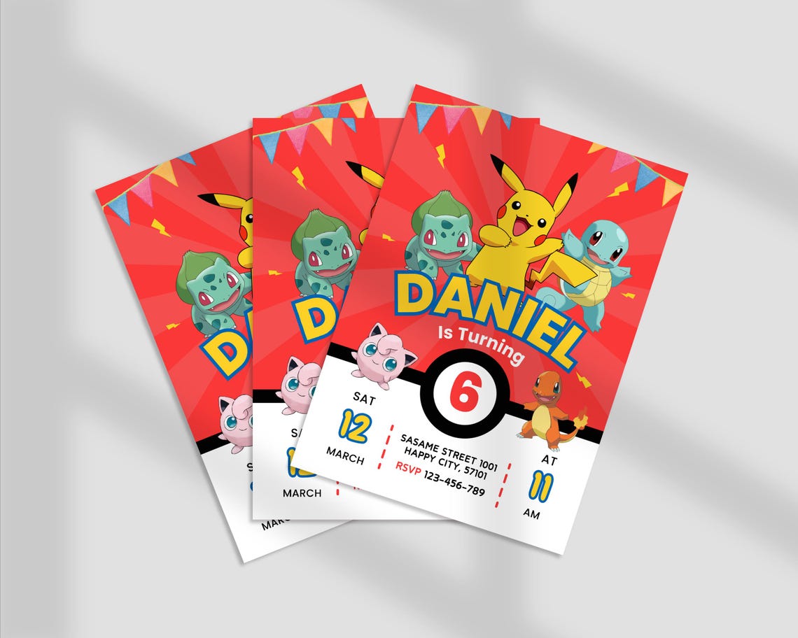 Editable Pokemon Invitation, Pokemon Birthday Invitation, Printable ...
