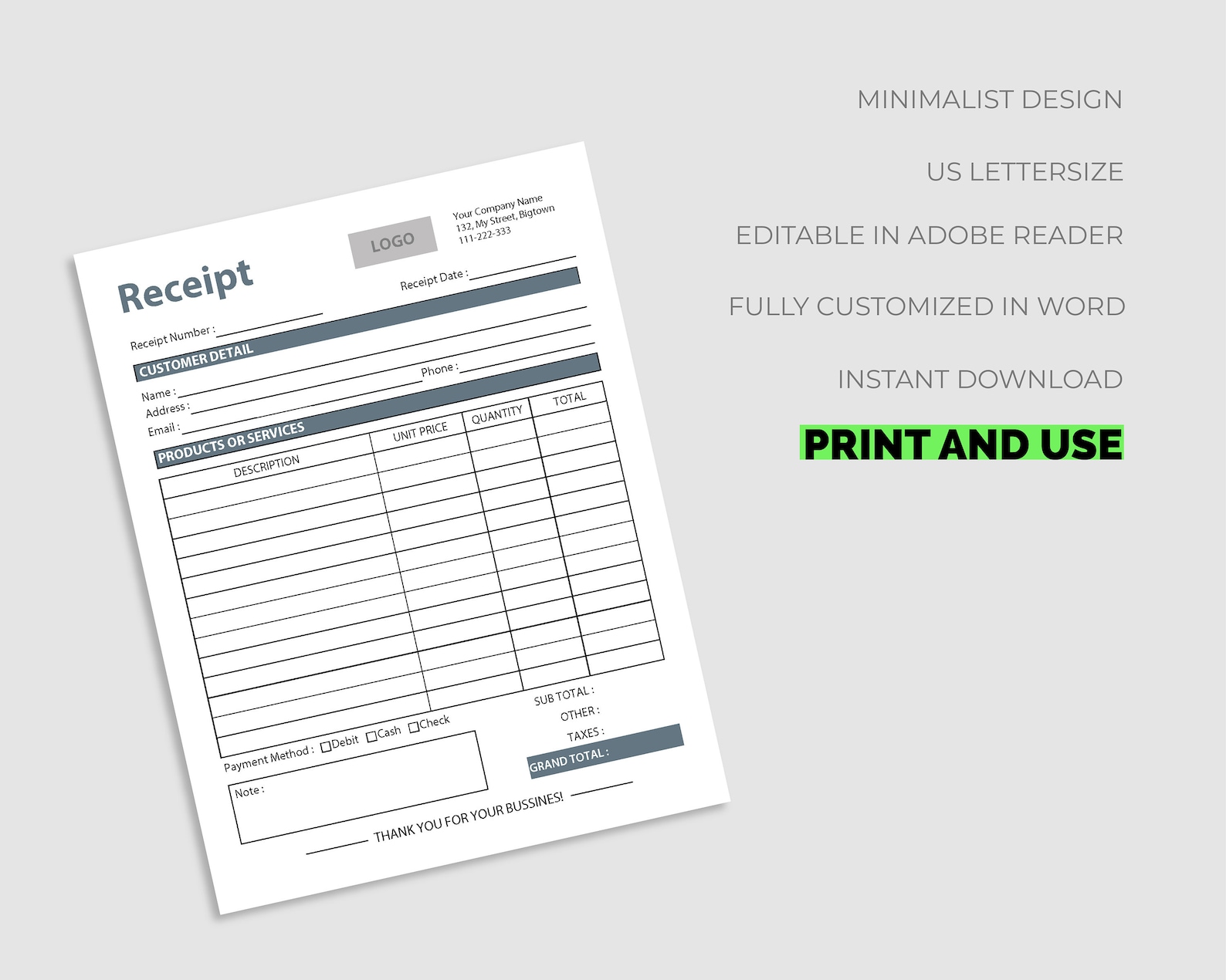 Plantilla de recibo, formulario de recibo, recibo de cliente, recibo ...