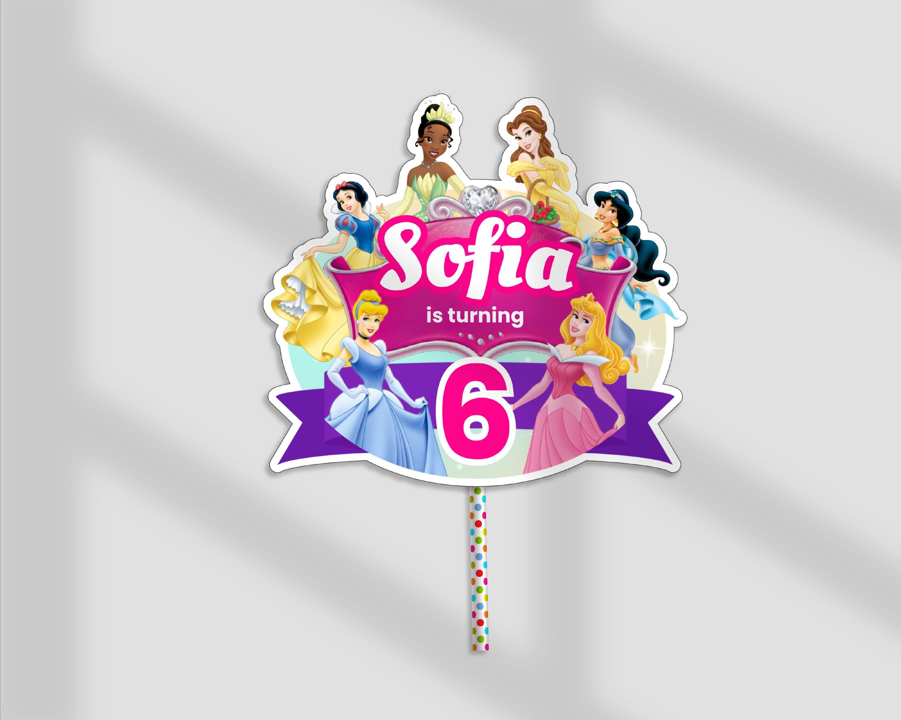 Editable Princess Cake Topper, Canva Template, Princess Birthday Decor ...
