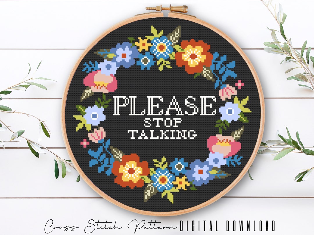 Floral Sassy Cross Stitch Pattern: Feminist Embroidery (digital ...