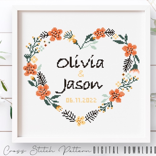 Wedding Modern Cross Stitch Pattern Personalized Counted - Etsy