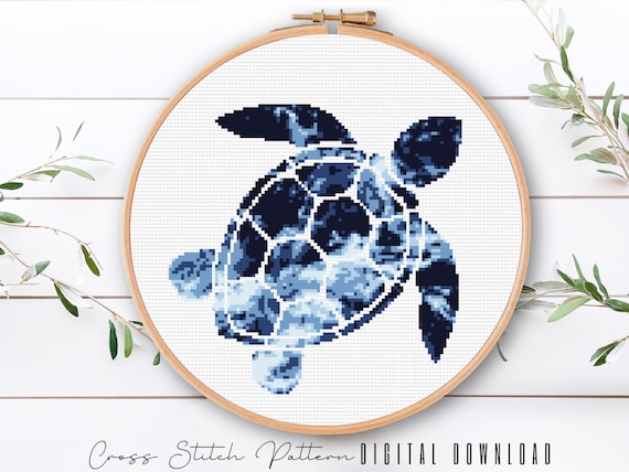 Sea Turtle Cross Stitch Modern Sea Life Cross Stitch Pattern - Etsy