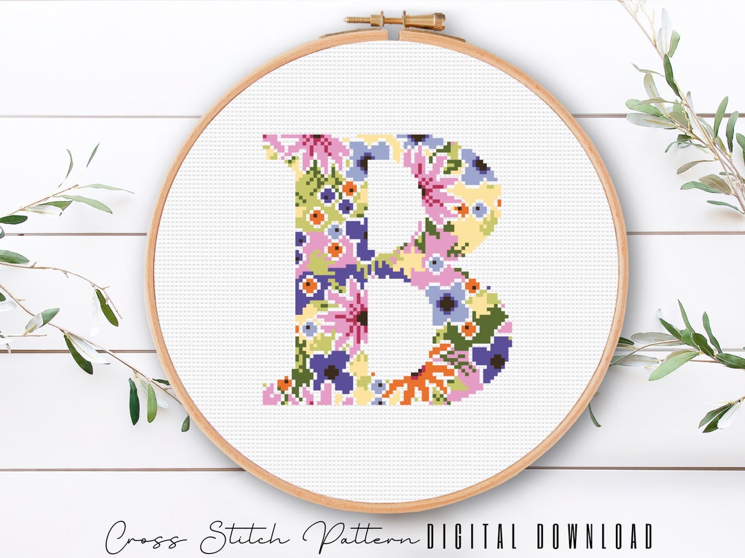 Letter B, Cross Stitch Alphabet Pattern, Modern Monogram, Counted Cross ...