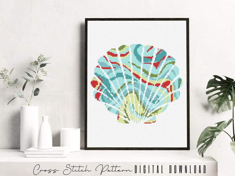Modern Sea Life Cross Stitch Pattern Sea Shell Cross Stitch | Etsy