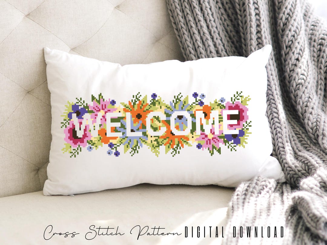 Welcome Cross Stitch Pattern, Modern Counted Cross Stitch Sampler ...