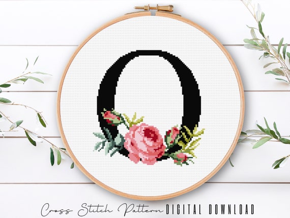 Floral Letter O Cross Stitch Alphabet Pattern Monogram With - Etsy Canada