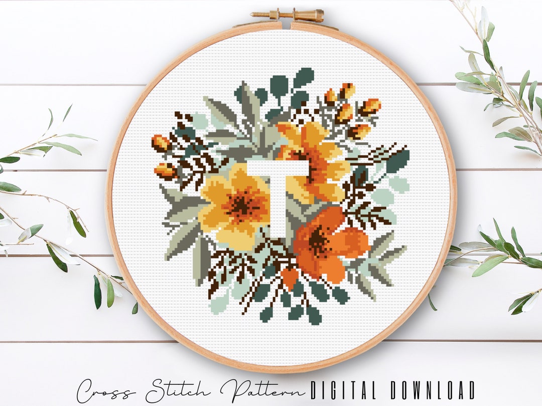 Floral Letter T Cross Stitch Alphabet Pattern Monogram With - Etsy
