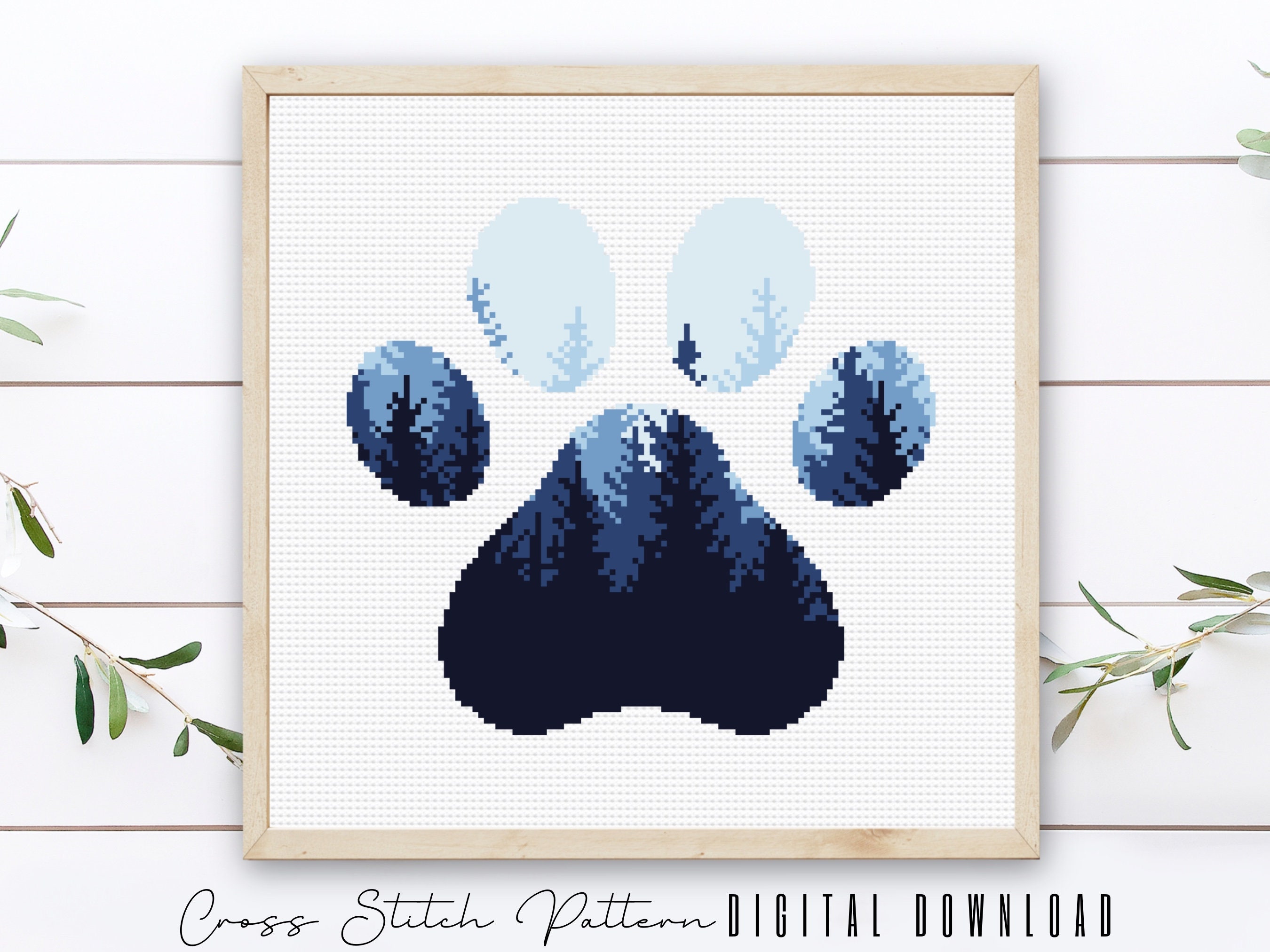 Dog Paw Cross Stitch Pattern Silhouette Counted Cross Stitch | Etsy