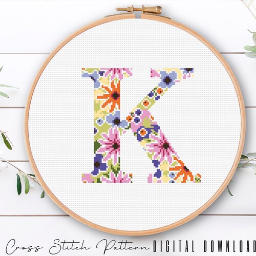 Mandala Letter K Cross Stitch Pattern - Etsy
