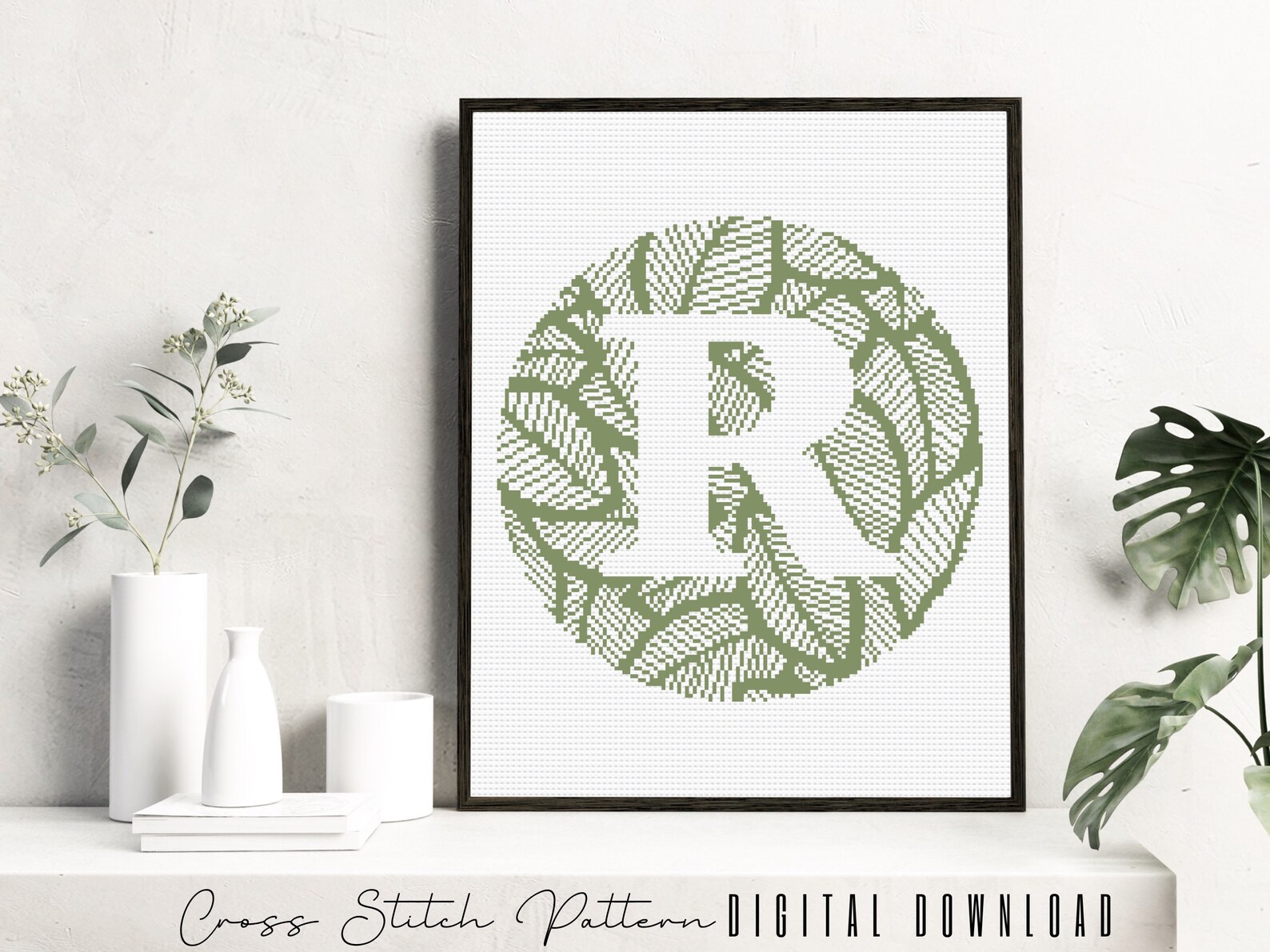 Letter R Cross Stitch Alphabet Pattern Modern Monogram - Etsy