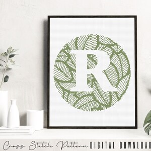 Letter R, Cross Stitch Alphabet Pattern, Modern Monogram, Counted Cross ...