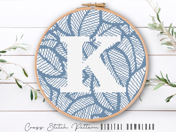 Letter K Cross Stitch Alphabet Pattern Modern Monogram | Etsy