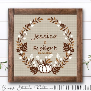 Wedding Modern Cross Stitch Pattern, Personalized Counted Cross Stitch ...