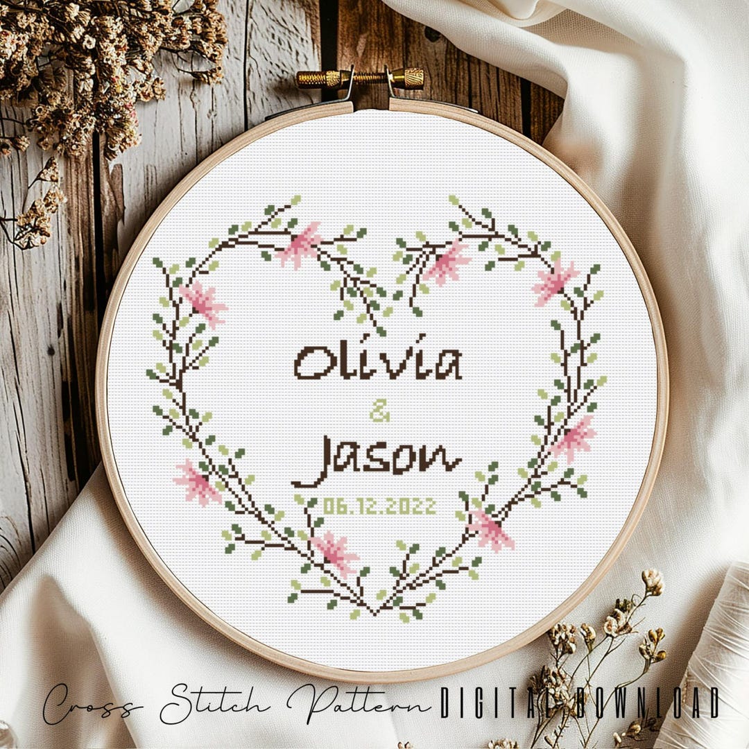 Wedding Modern Cross Stitch Pattern, Personalized Counted Cross Stitch ...