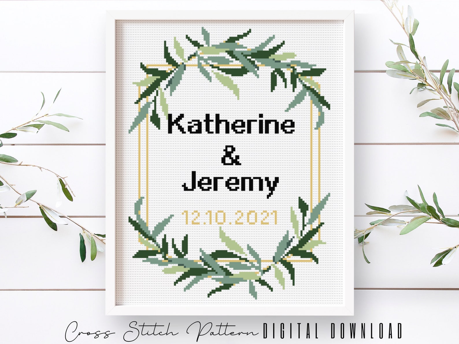Wedding Modern Cross Stitch Pattern Personalized Counted - Etsy