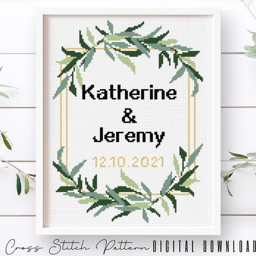 Wedding Modern Cross Stitch Pattern Personalized Counted - Etsy