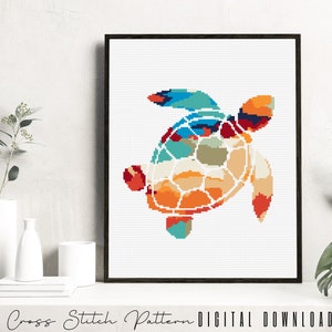 Modern Sea Life Cross Stitch Pattern, Sea Turtle Cross Stitch, Ocean ...