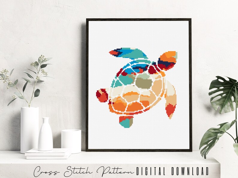 Modern Sea Life Cross Stitch Pattern Sea Turtle Cross Stitch - Etsy