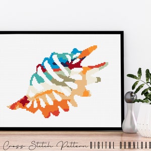 Modern Sea Life Cross Stitch Pattern, Sea Shell Cross Stitch, Ocean ...