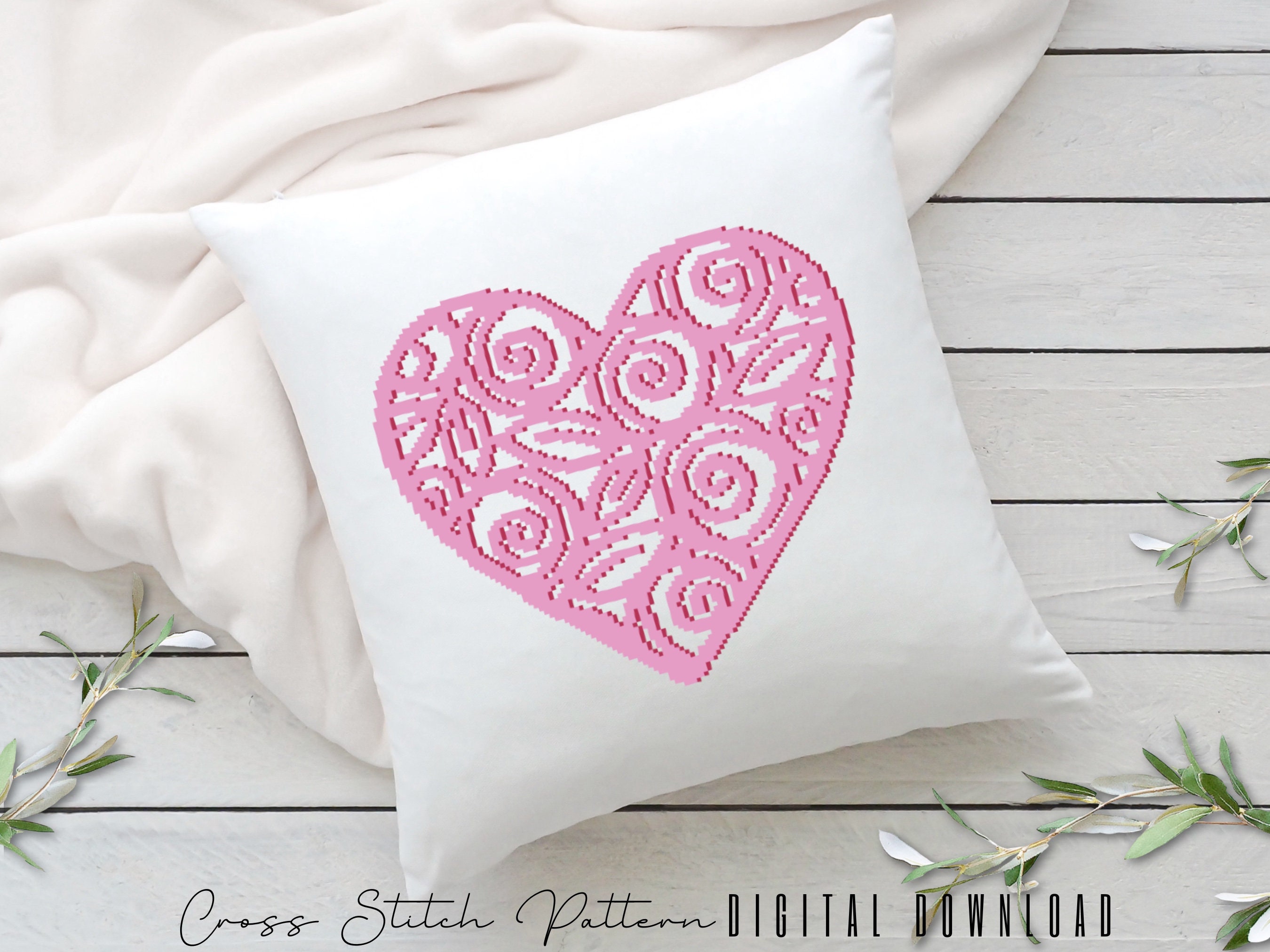 Heart Shape Cross Stitch Pattern Valentine Counted Cross - Etsy