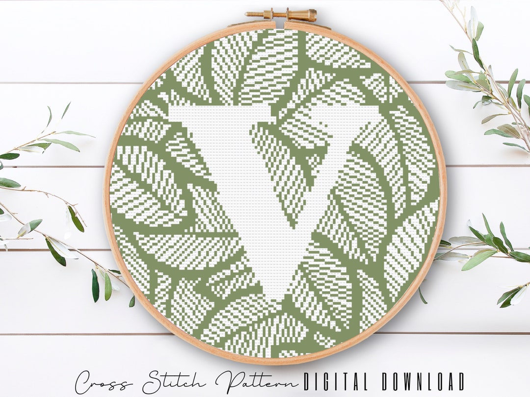 Letter V, Cross Stitch Alphabet Pattern, Modern Monogram, Counted Cross ...