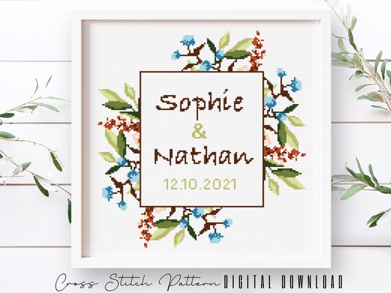 Wedding Modern Cross Stitch Pattern Personalized Counted - Etsy