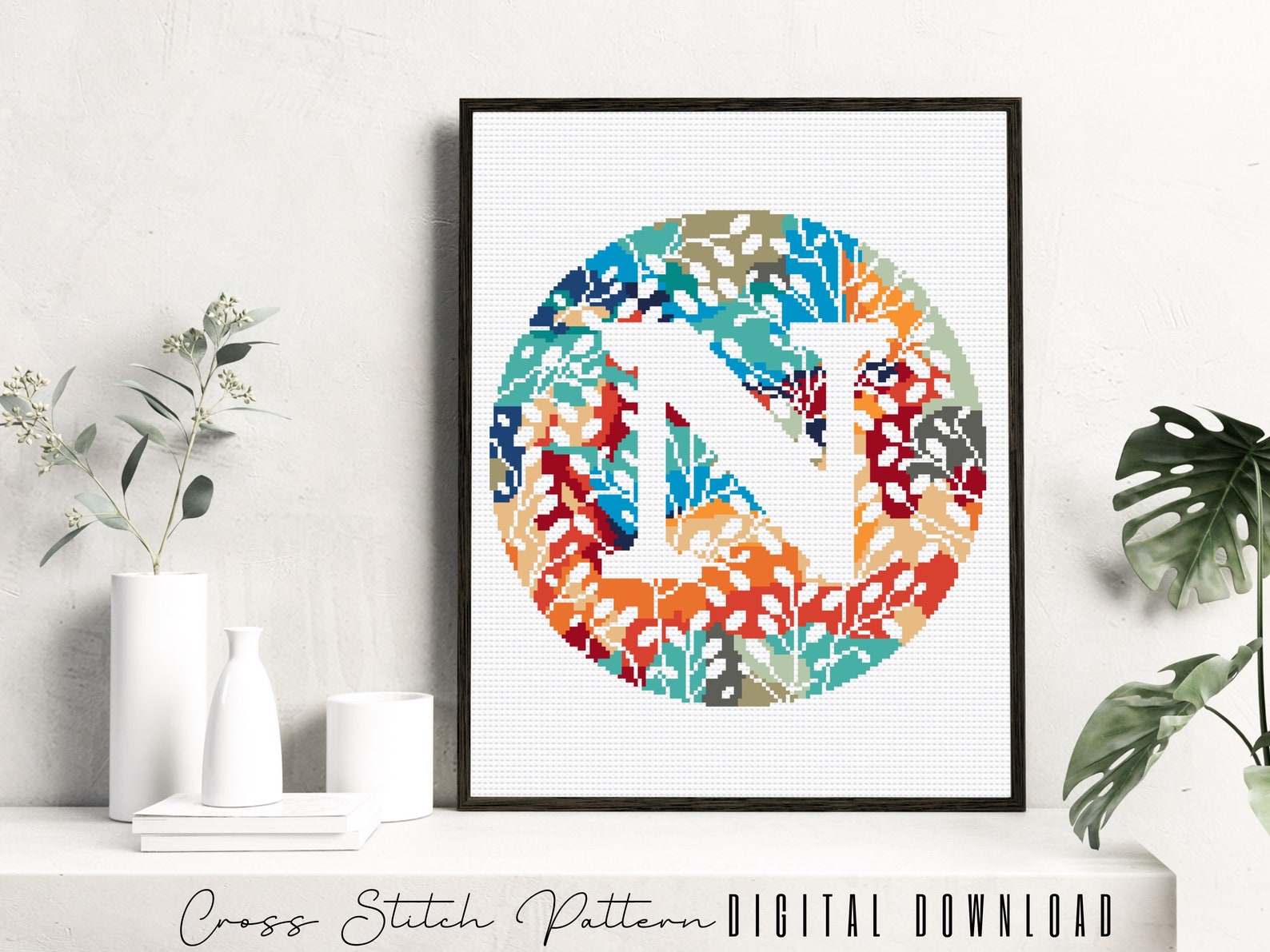 Letter N Cross Stitch Alphabet Pattern Modern Monogram - Etsy