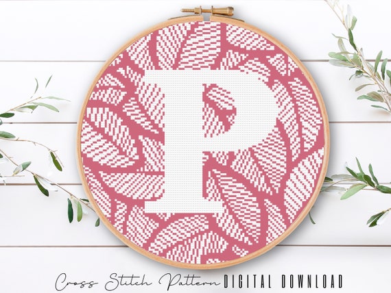 Letter P Cross Stitch Alphabet Pattern Modern Monogram | Etsy