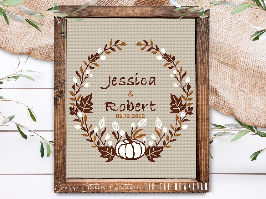 Wedding Modern Cross Stitch Pattern, Personalized Counted Cross Stitch ...