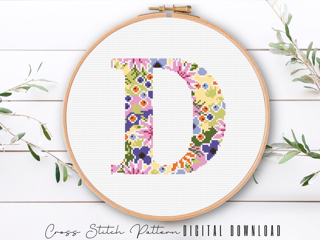 Letter D, Cross Stitch Alphabet Pattern, Modern Monogram, Counted Cross ...