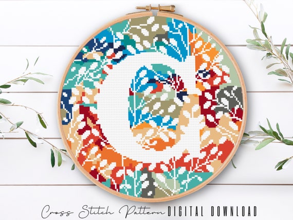 Letter C Cross Stitch Alphabet Pattern Modern Monogram | Etsy